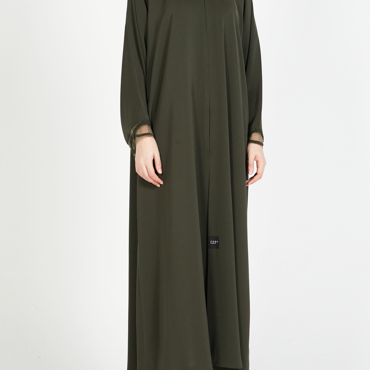 Green Mario Crepe Abaya with Dreadlock Design on Sleeves – Posh Abaya